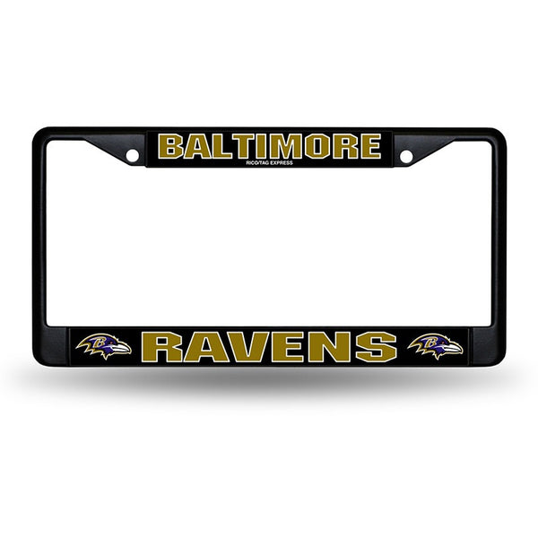 NFL Baltimore Ravens Black Chrome License Plate Frame Thick Gold Lette ...